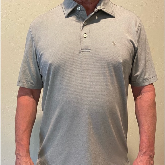 Izod | Shirts | Izod Mens Polo Shirt Gray White Horizontal Pinstripes Nwot Perfect Condition M ...